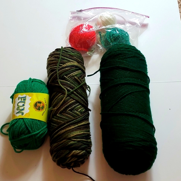 Source Unknown | Other | Green And Multi Colored Yarn Bundle | Poshmark
